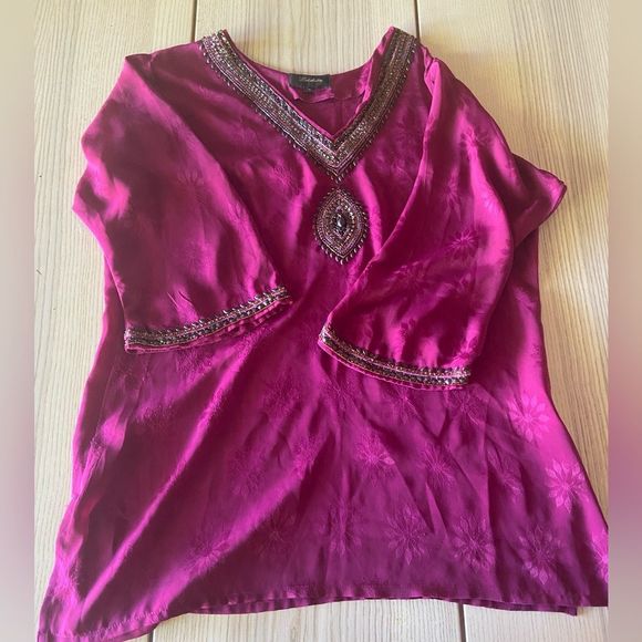 Lakshita | Tops | Lakshitahot Pink Long Sleeve Indian Tunic With ...